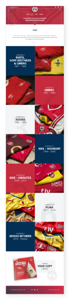 Arsenal Matchworn Shirts | Website Design & Development